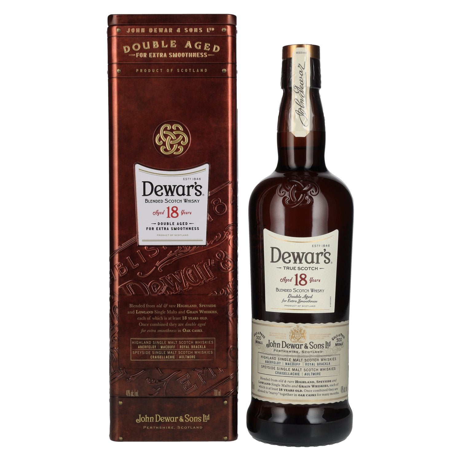 Buy Dewar's 18 Years Old Double Aged Blended Scotch Whisky 40% Vol. 0,7l in Tinbox – Scotch ...